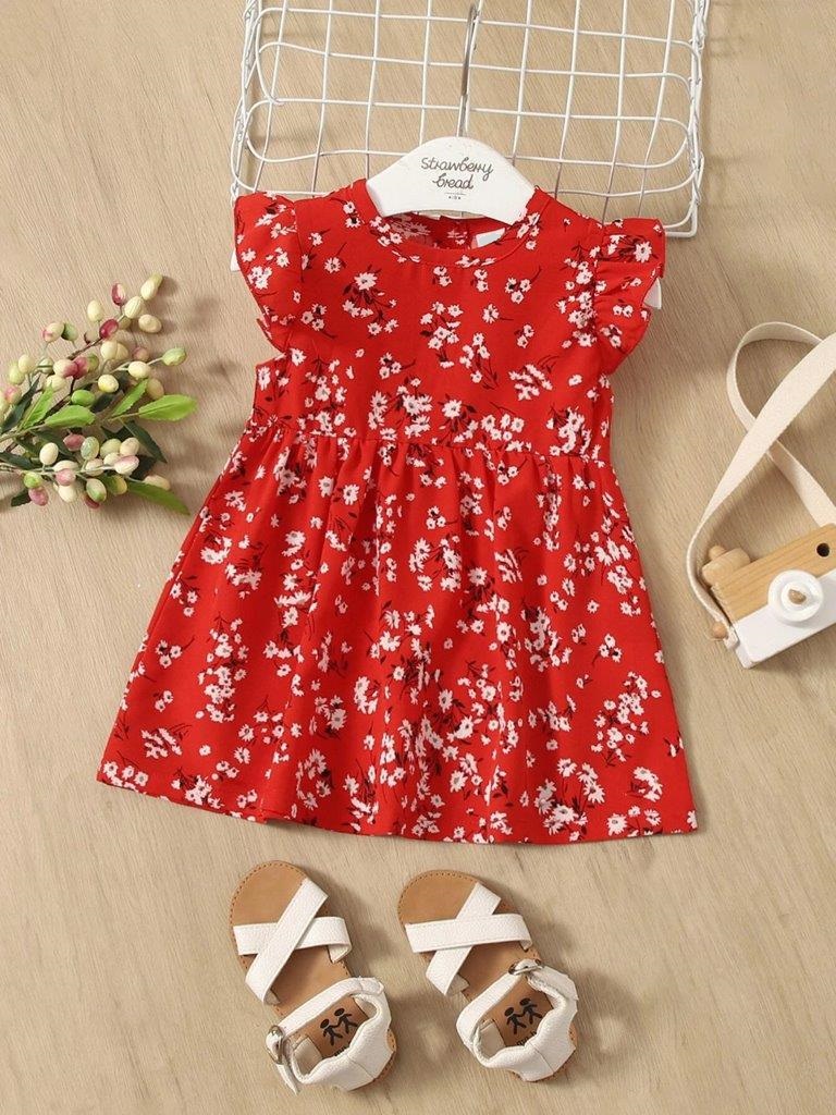 Poppi - Baby Red Flower Dress