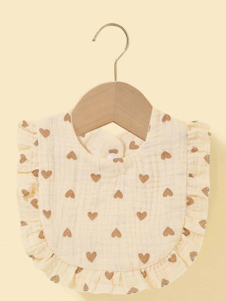 Poppi - Baby Crepe Heart Ruffle Bib