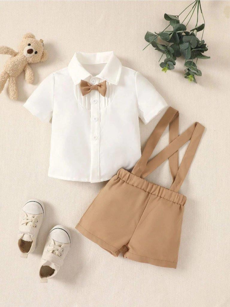Poppi - Baby Bow Tie Shirt and Shorts Set