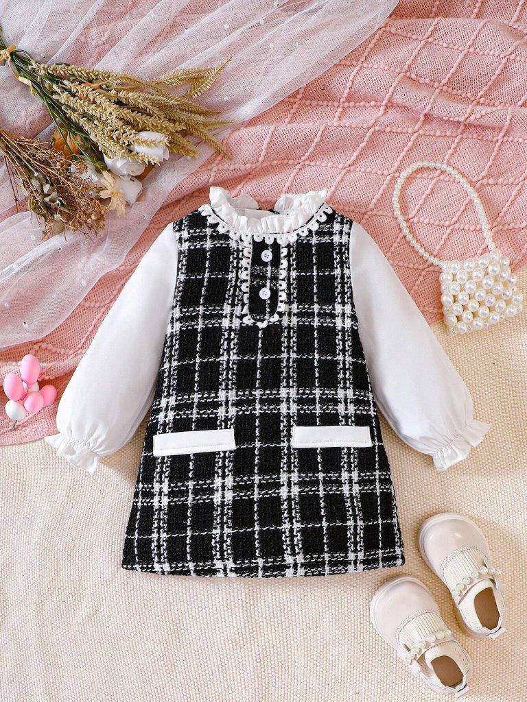 Poppi - Baby Plaid Black And White Dress