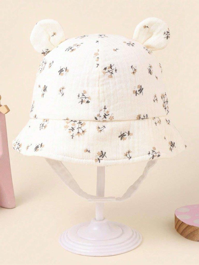 Poppi - Baby Flower Ear Bucket Hat Beige 1-2 Years
