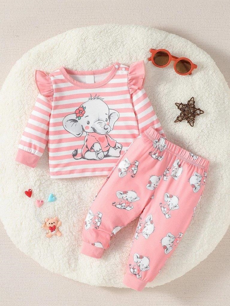 Poppi - Baby Cartoon Ruffle Trim 2 Piece Set