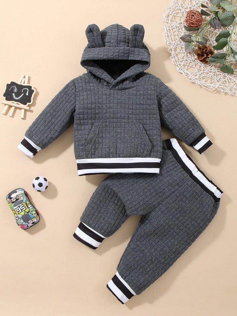 Poppi - Baby 3D Ears Pattern Hoodie And Pants Set