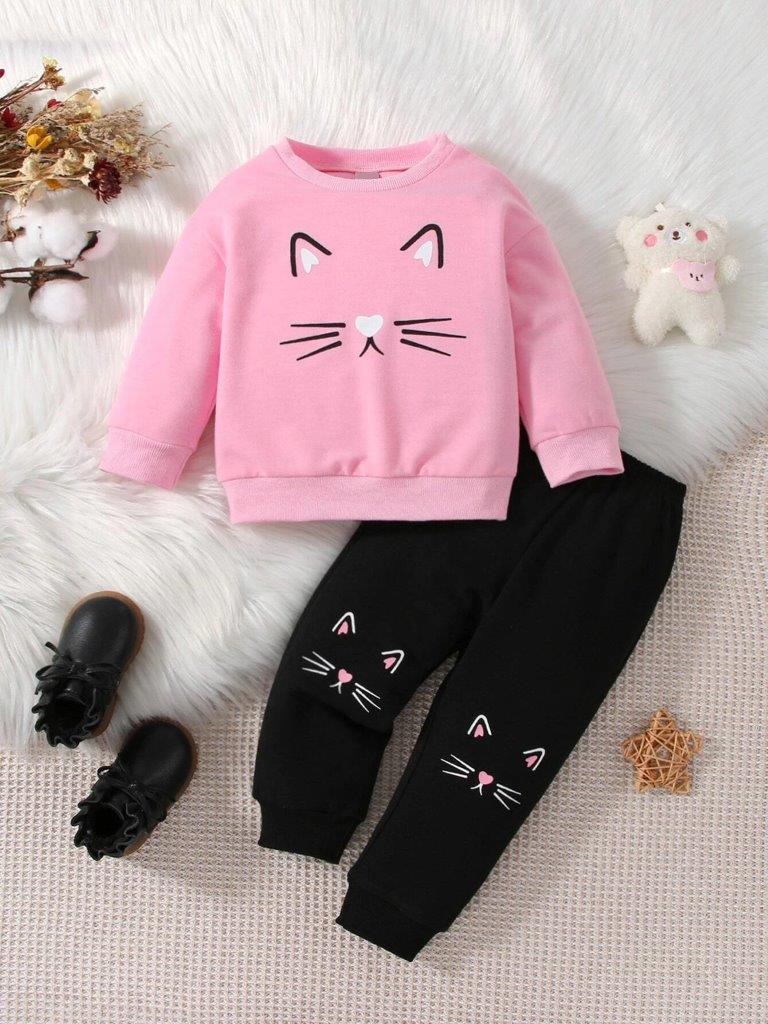 Poppi - Baby Cartoon Pullover And Pants Set
