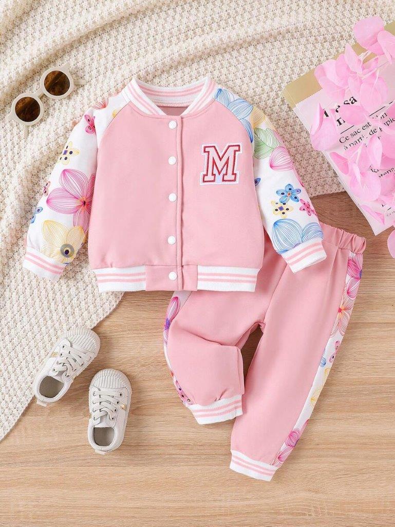 Poppi - Baby Floral Sleeve Jacket And Pants Set
