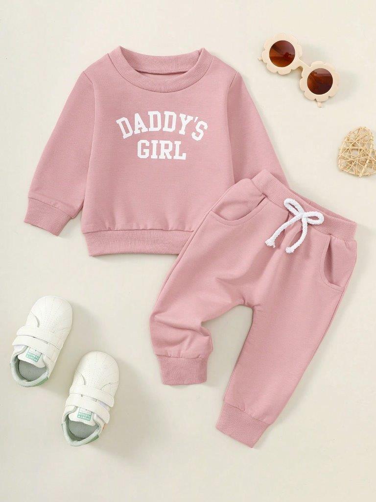Poppi - Baby Daddy's Girl Pink Pullover And Pants Set