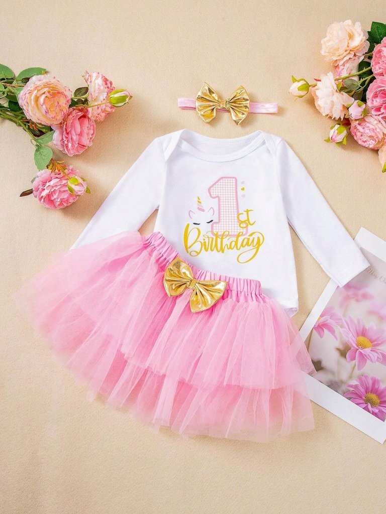 Poppi - Baby One Year Old Birthday Set Gold Pink