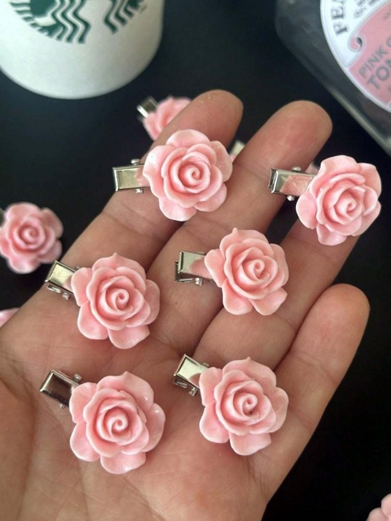Poppi - 2 Piece Dainty Pink Rose Hair Clips